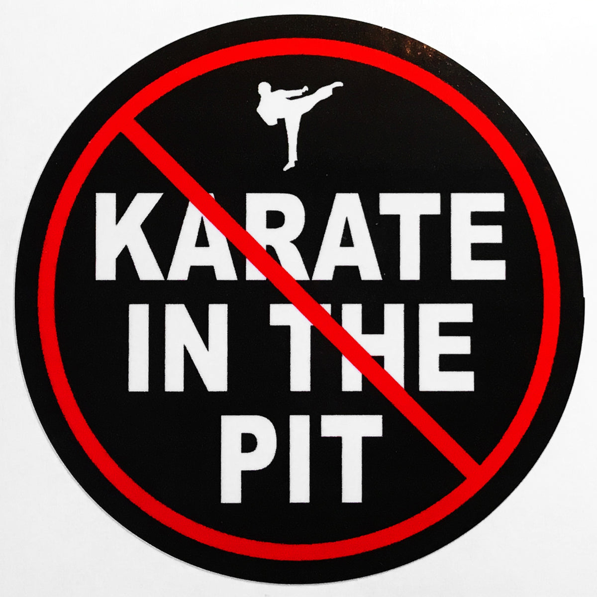 No Karate In The Pit (4"x4") Vinyl Sticker – Riffs Or Die
